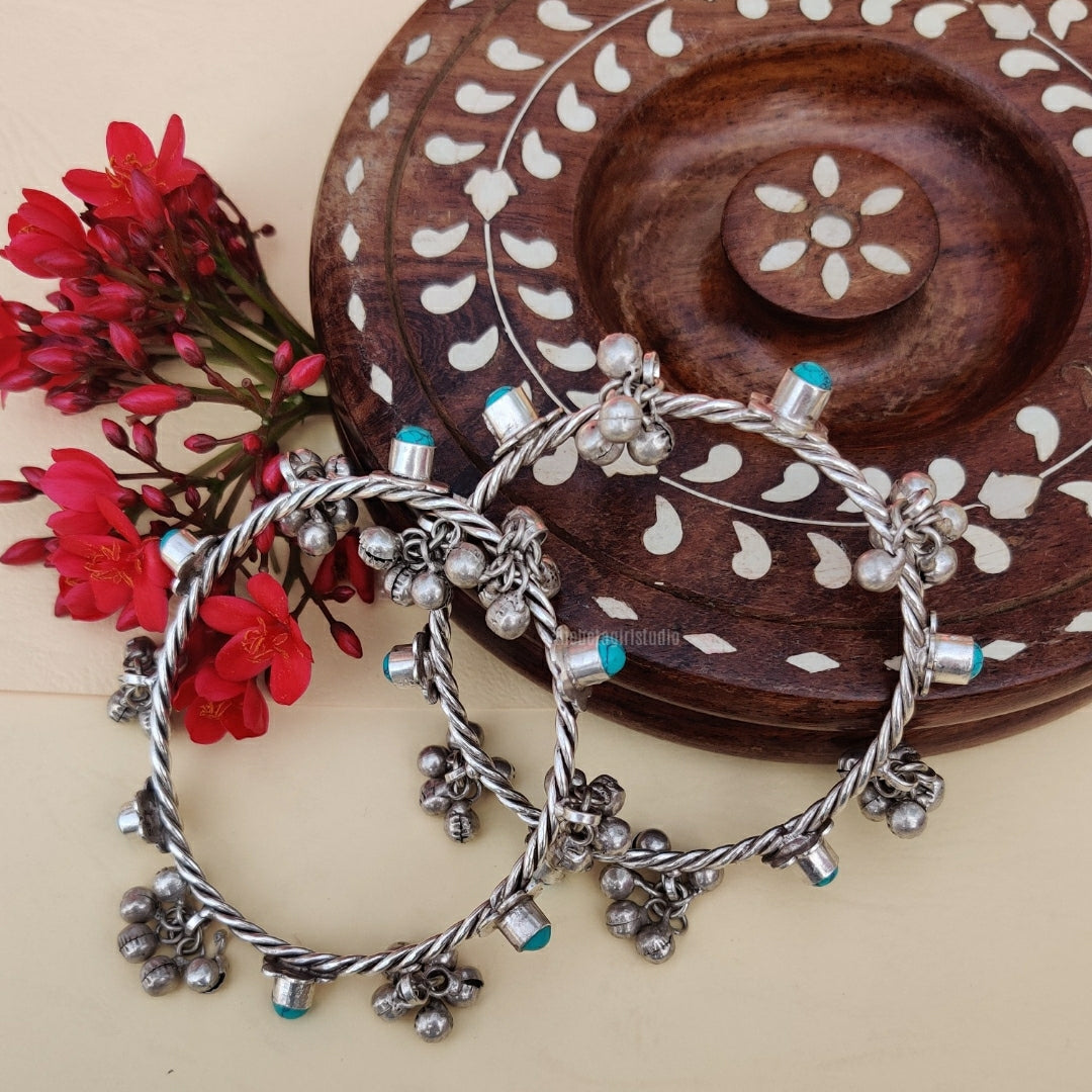Khankar Silver Look Alike Oxidised Bangles – The Beta Girl Jewellery