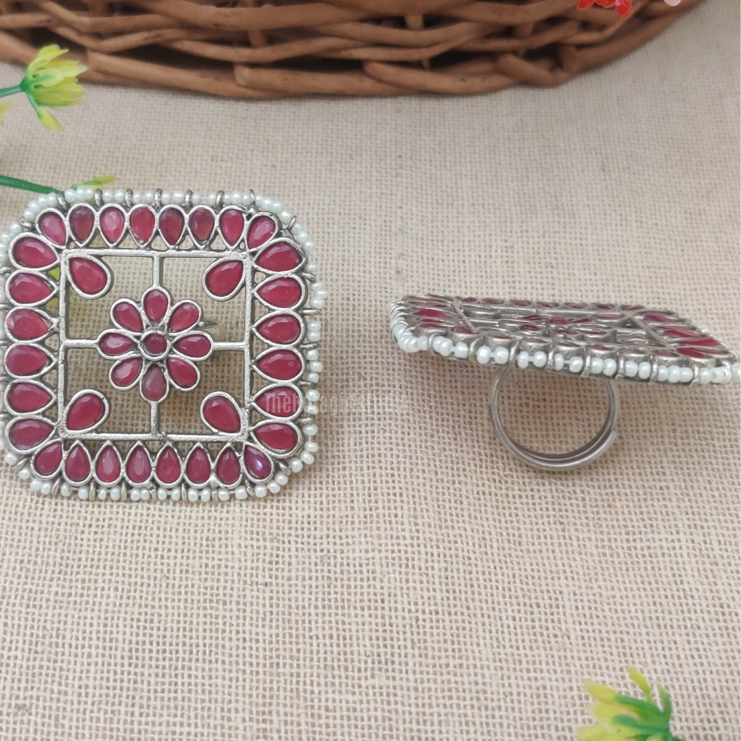 "Legacy Link" Silver Look Alike Oxidized Ring – The Beta Girl Jewellery