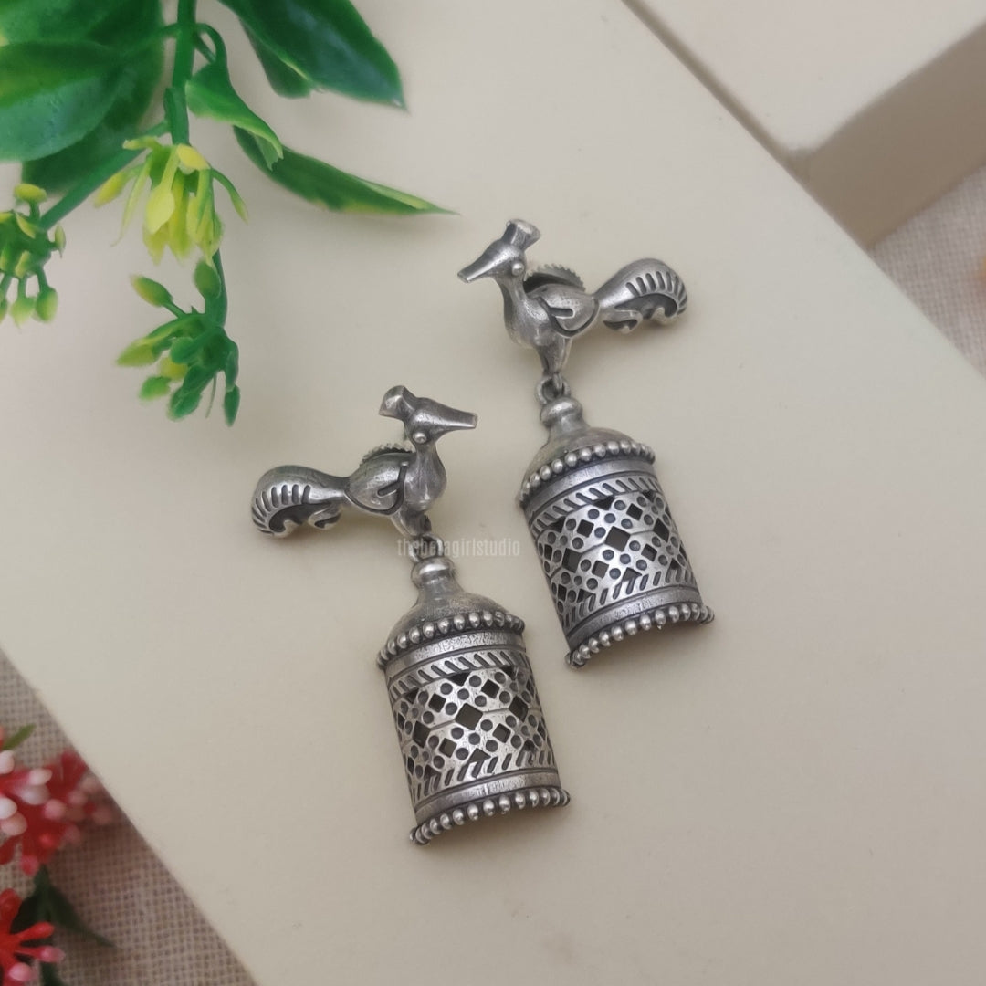 "Alekhya" Silver Look Alike Earring – The Beta Girl Jewellery