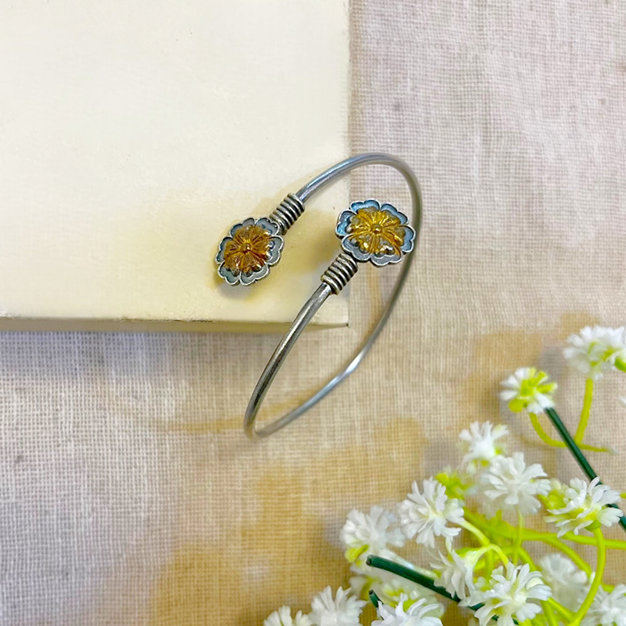 "Starika" Silver Look Alike Dual Tone Bracelet